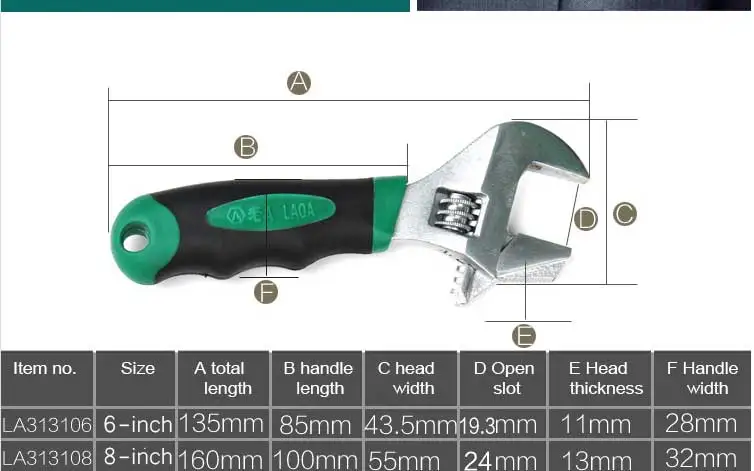 LAOA 6inch Lightweight Adjustable Spanner Mini Adjustable Torque Impact ...