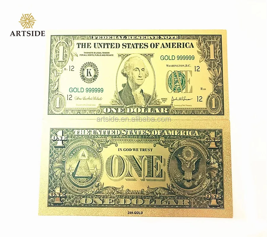 10pcs/lot Colour Usa Gold Banknote 1 Dollar Banknotes Bills Gold Plated ...
