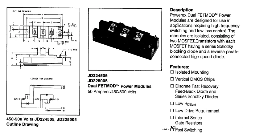 Powr Mosfet Module Jd225005 Jd224505 - Buy Mosfet Power Module Product ...