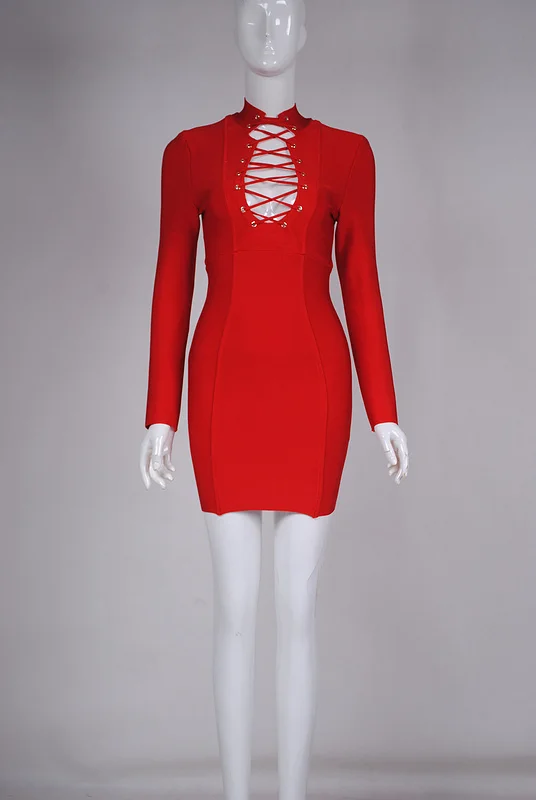 New Fashion Women Dress Sexy Open Chest Long Sleeve Bodycon Dress Night ...