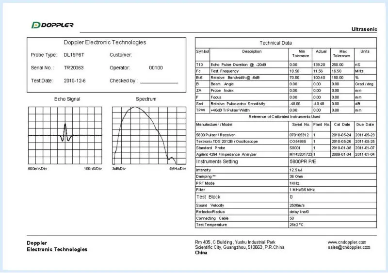 Ultrasonic Test Probe - Straight Beam Transducer