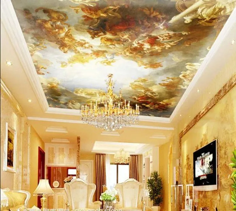Fz001 Ihouse Luxury Golden Ceiling Wall Paper Murals 2017 - Buy Ceiling ...