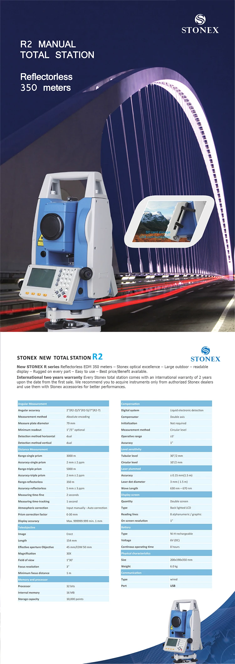 Stonex High Precision Total Station R2 - Buy Stonex R1 Plus 2" 500m ...