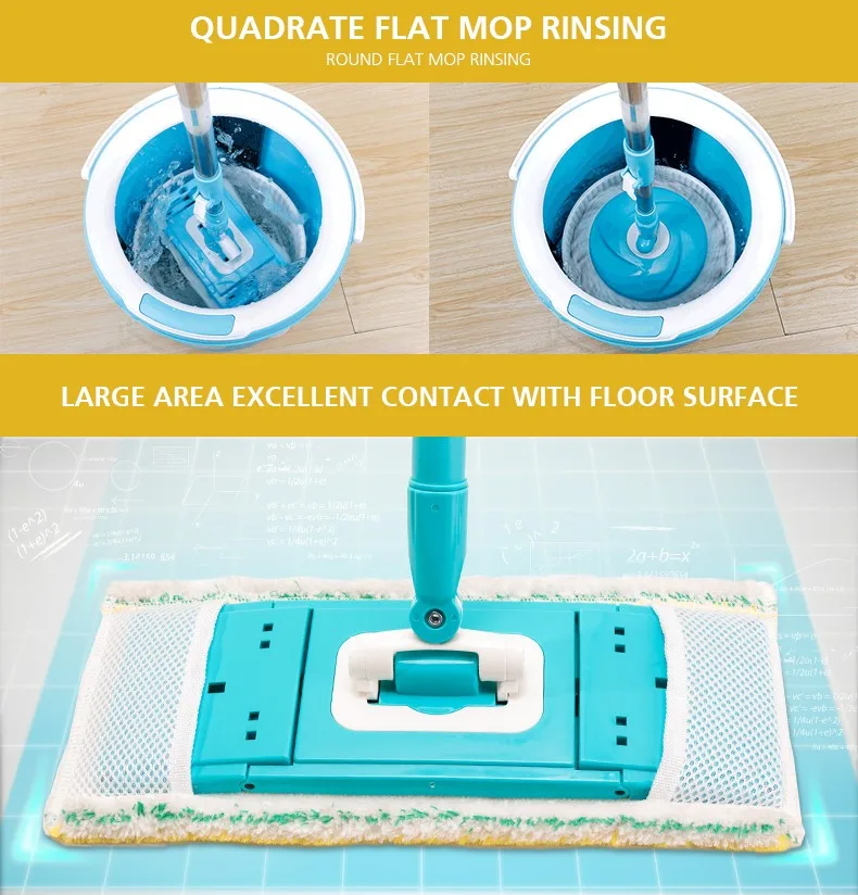 360 Magic Floor Microfiber Rotating Mop Bucket With Rectangle Flat Mop ...