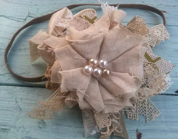 Linen And Lace Fabric Flowers - Floral Embellishments - Wholesale ...