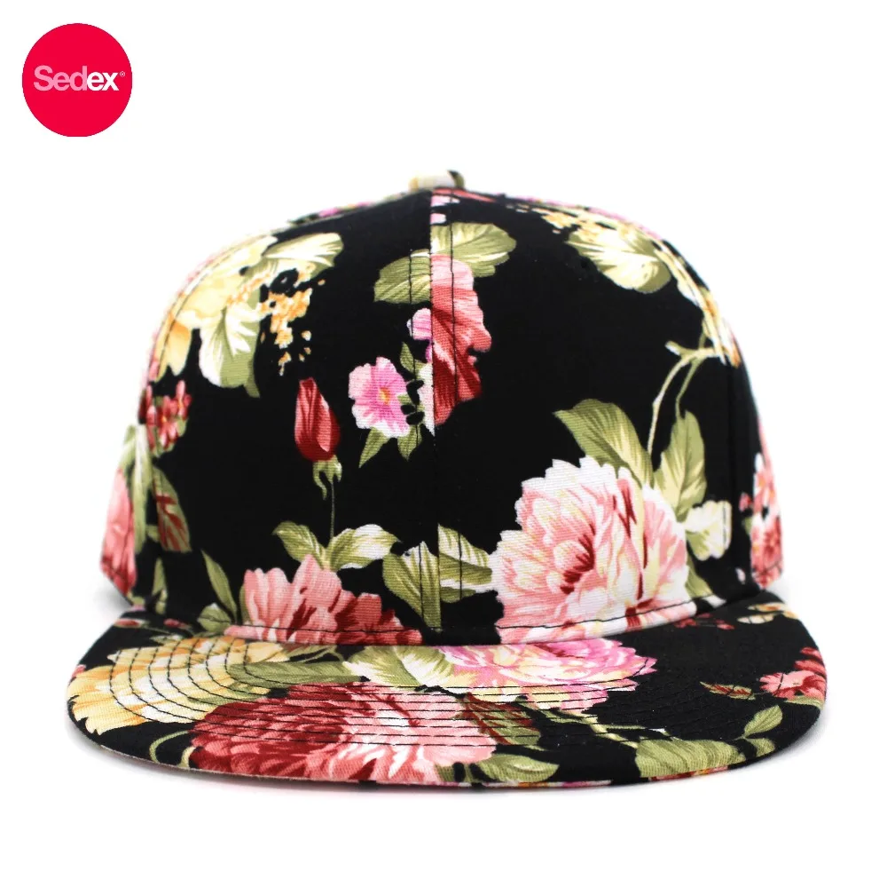 Floral Pattern Flat Bill Snapback Caps La 3d Embroidery - Buy Floral ...