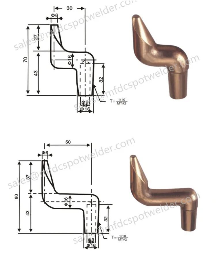 Cucrzr Copper Bent Spot Welding Electrode Tips - Durable & Efficient