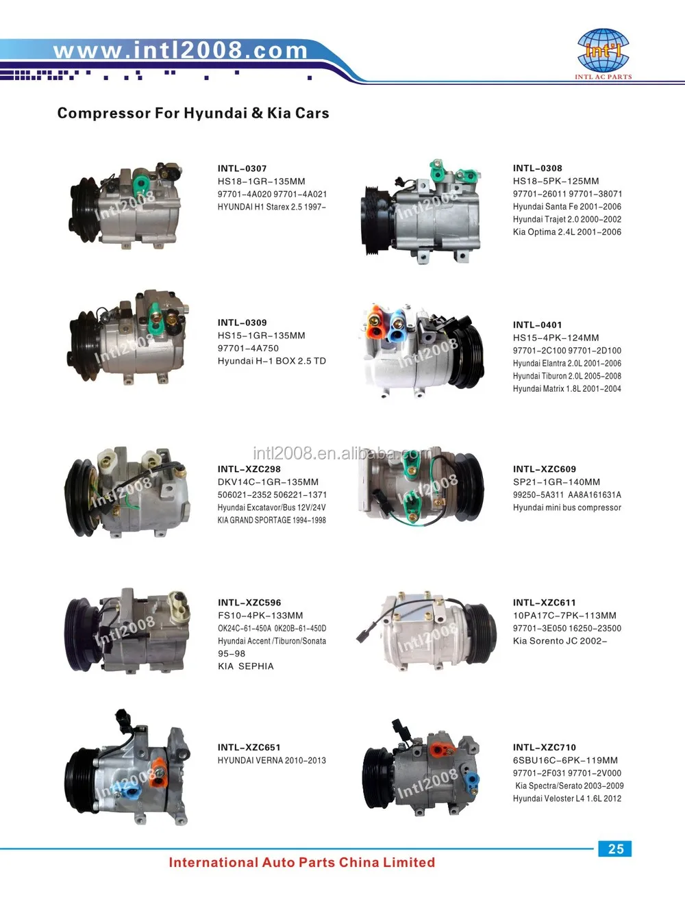 For Hyundai Getz 1.3l /1.6 L 82 Hp Compressor 97701-25000 97701-1c250 ...