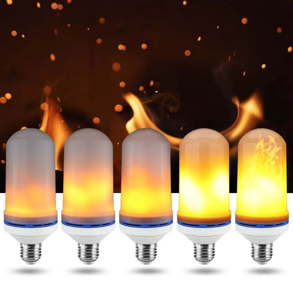 LED Flame Effect Fire Light Bulbs - Warm Yellow Torches