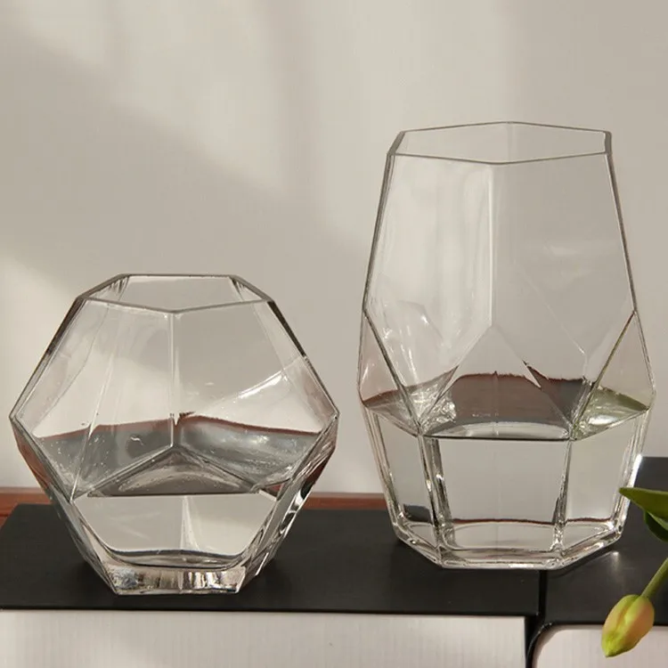 Hot Selling Unique Shape Clear Geometric Glass Vase For Decoration ...