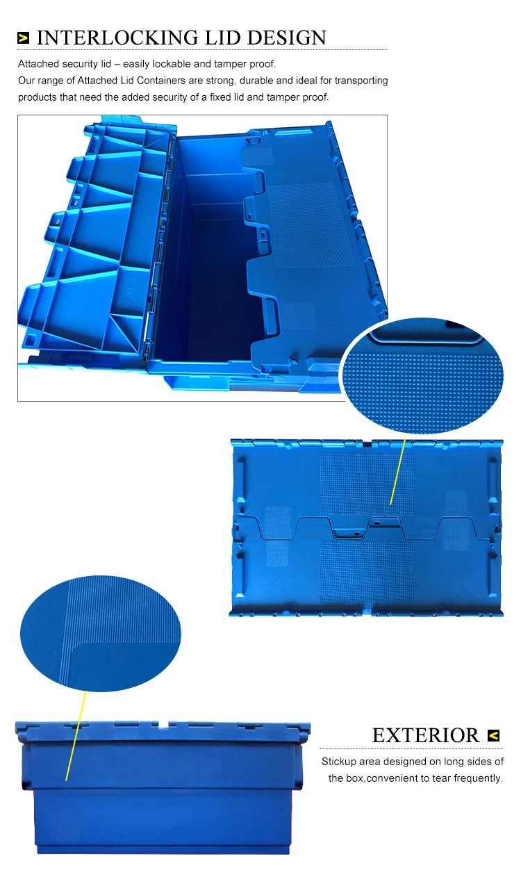 Durable, Customizable Plastic Tote Boxes with Hinged Lids