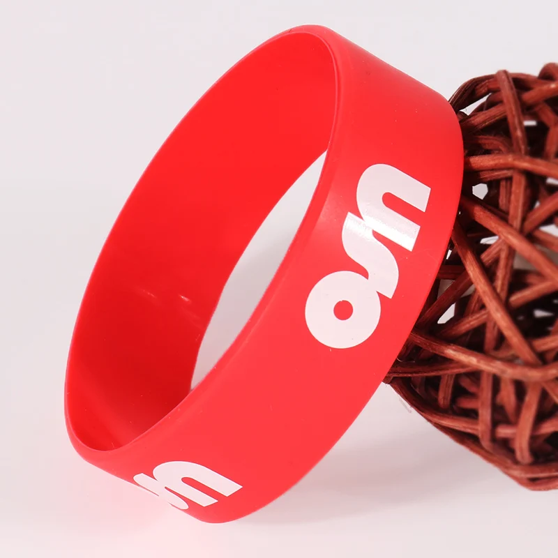 Customized Logo Silkscreen Printed Red Silicone Bracelet/band/wristband ...