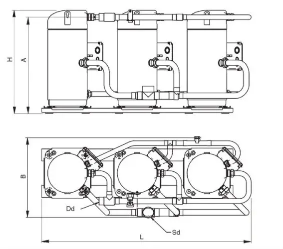 Three Pcs Copeland Scroll Compressor Model Zr190kce-tfd In Tandem Type ...