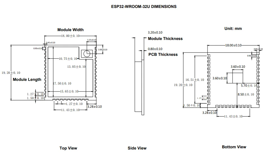ESP32 WROOM-32U Wifi MCU Module with IPEX Antenna