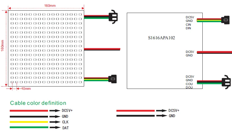 Apa102 16x16 Rgb 8x8 Dot Matrix Led Display,160*160 Dot Matrix - Buy ...