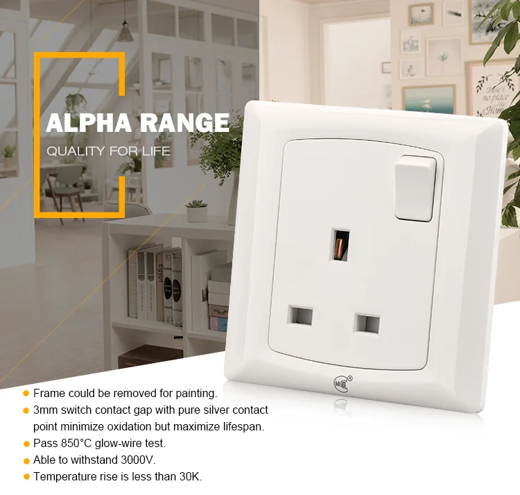 BS1363 Standard Wall Switched Socket Outlet - Customizable