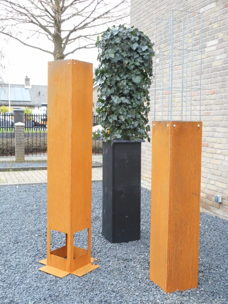 Rust Corten Steel Bollard Post With Base Plate - Buy Landscape Lighting ...