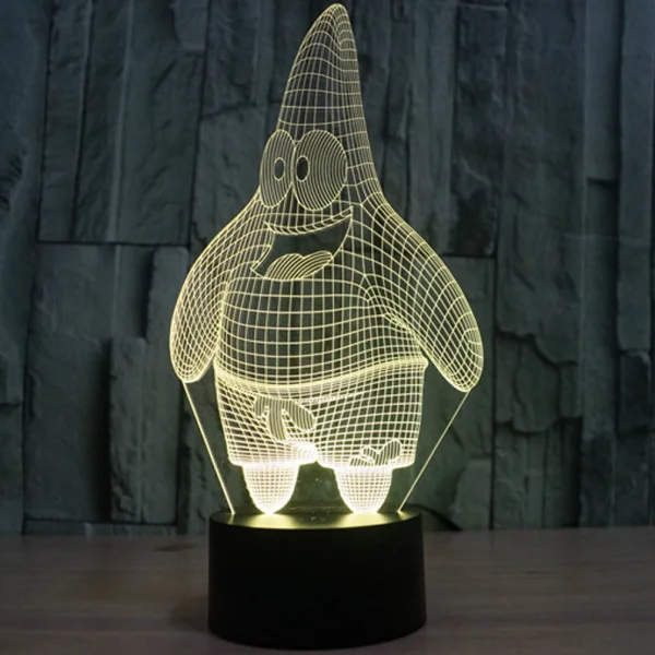 Patrick Star 3D Lamp - Spongebob Night Light with Tentacles