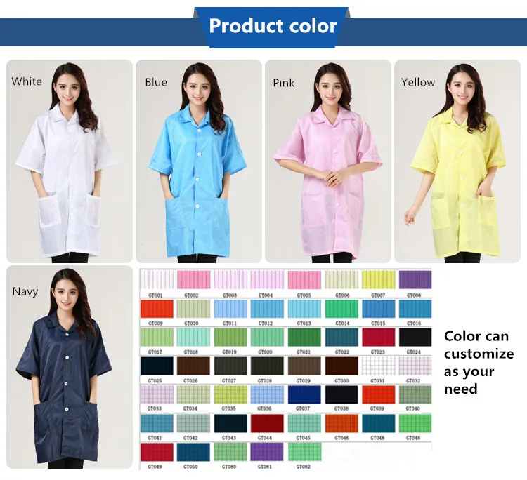 Short Sleeve Esd Coat Antistatic Smock Esd Clothes For Cleanroom - Buy ...