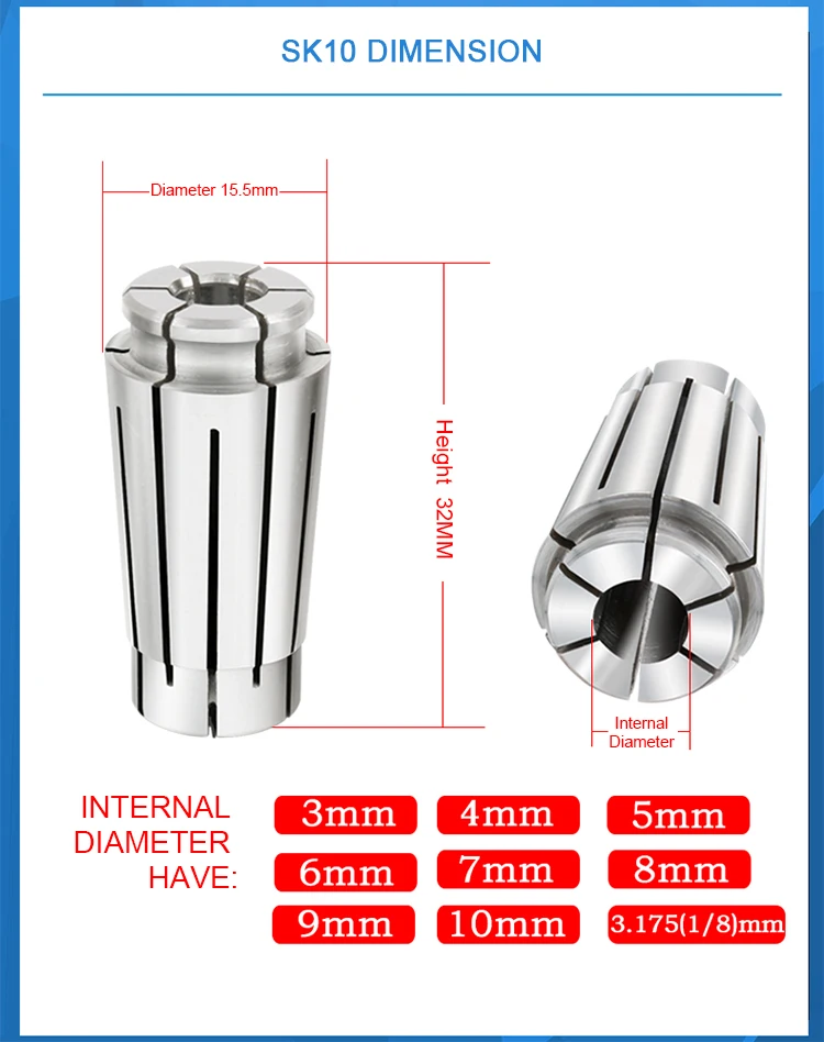 SK6/SK10/SK12/SK16/SK20/SK25 collet pour tour CNC machine printemps ...