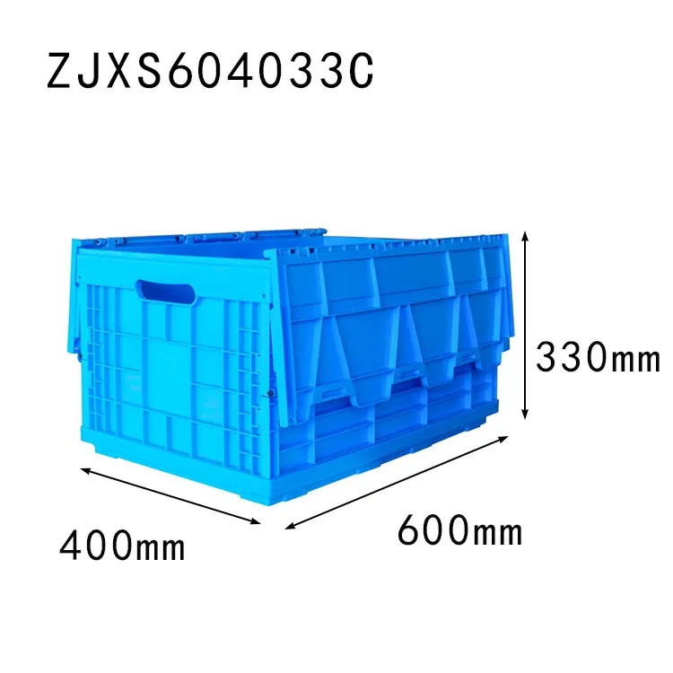 Hinged Lid Plastic Freight Collapsible Storage Bin Rectangular Multi ...