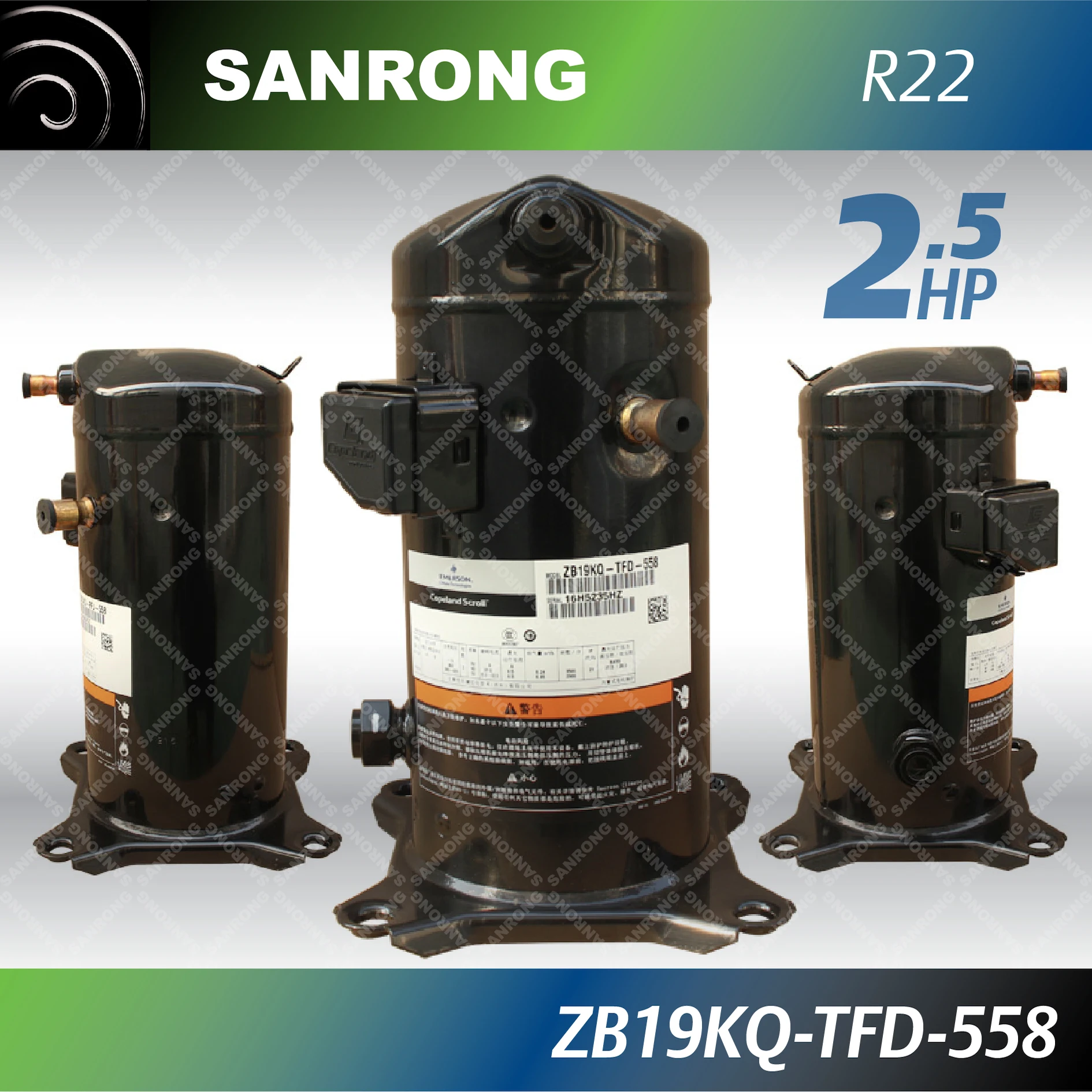 New R404a 2.5hp Zb19kqe Copeland Scroll Compressor Model Numbers ...