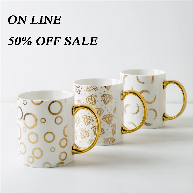 Gold Handle Mug/black Gold Mug/gold Foil Mugs - Buy Square Handle Mug ...