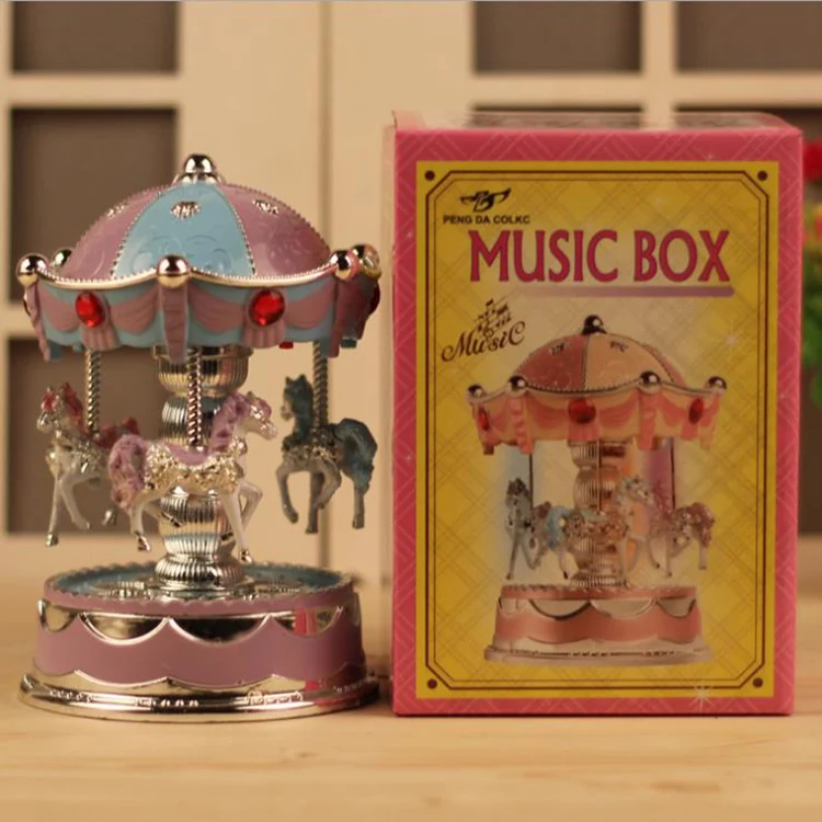 Home Decoration Flash Carousel Music Box Night Light Electric Music Box ...