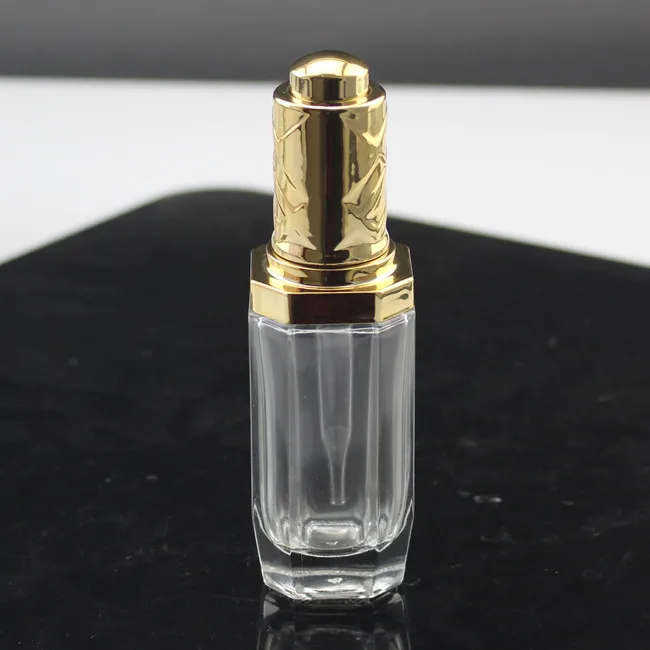 Luxury 30ml Fancy Glass Dropper Bottle Square Shape With Gold Push ...