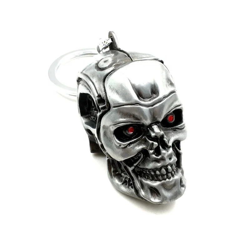 Movie Terminator 3d Metal Head Keychain Charms Fashion Skeleton ...