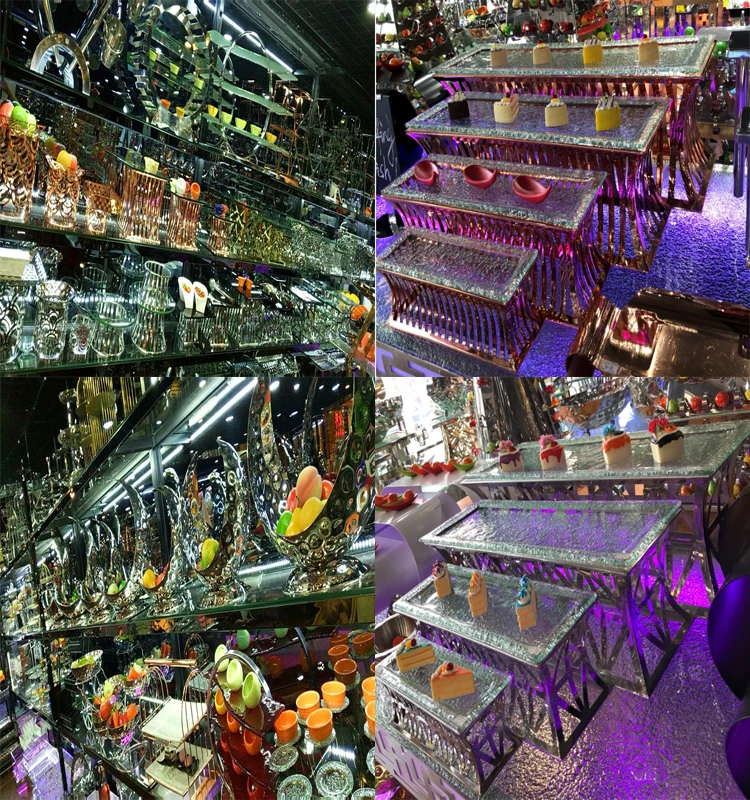 Decoration Restaurant Modern Elevation Dessert Buffet Stand Rose Gold ...