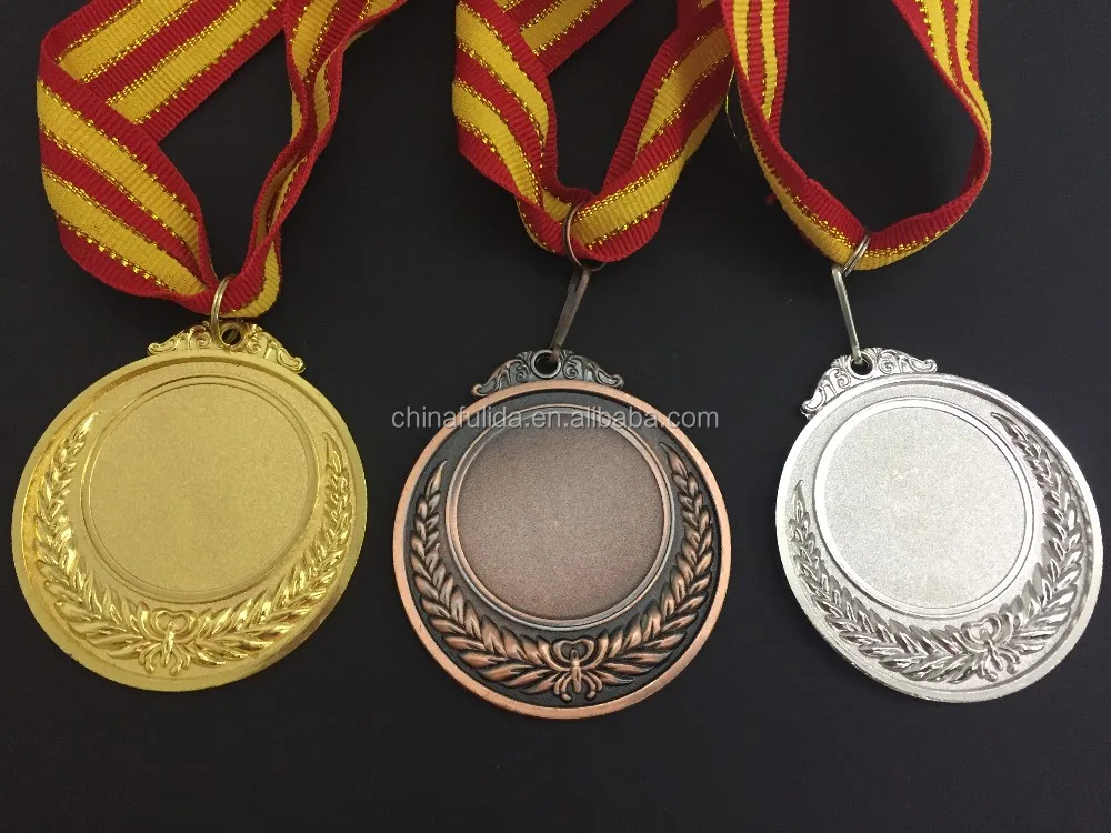 Round Gold Embossed Sport Medals And Trophys,Custom Metal Blank Medal ...