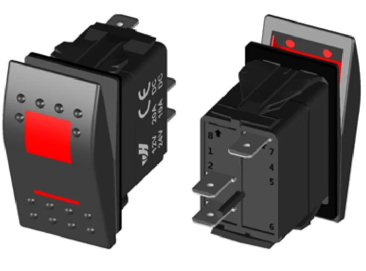 Marine Waterproof 12 Volt 20 Amp Illuminated Rocker Switch With Printed ...