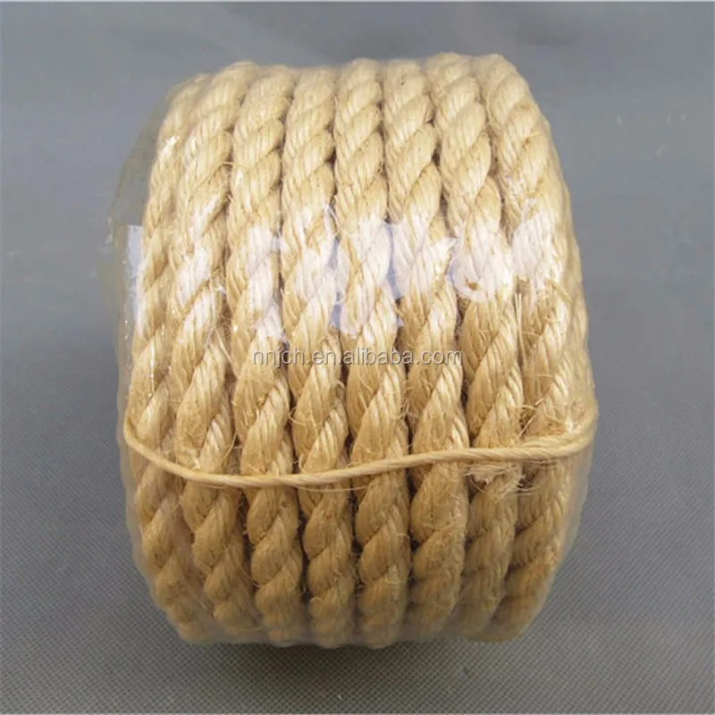Cream White Sisal Rope 10mm 3-strand 30m/roll With Shrink Warp For ...