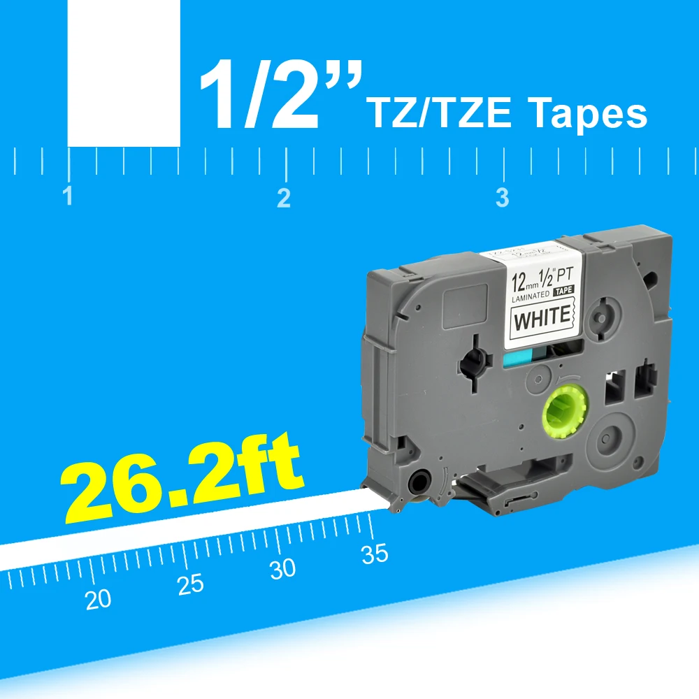 Orison TZ Label Tape TZe-231 12mm Black on White for Brother Label Printers