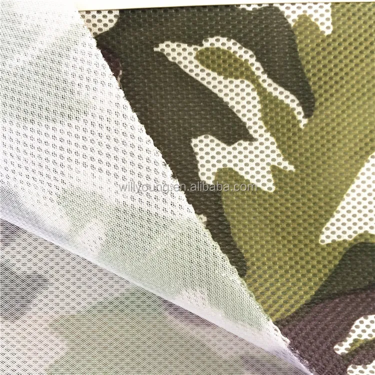 Camouflage Air Mesh Fabric 100% Polyester Knit Fabric With Camo Pattern ...