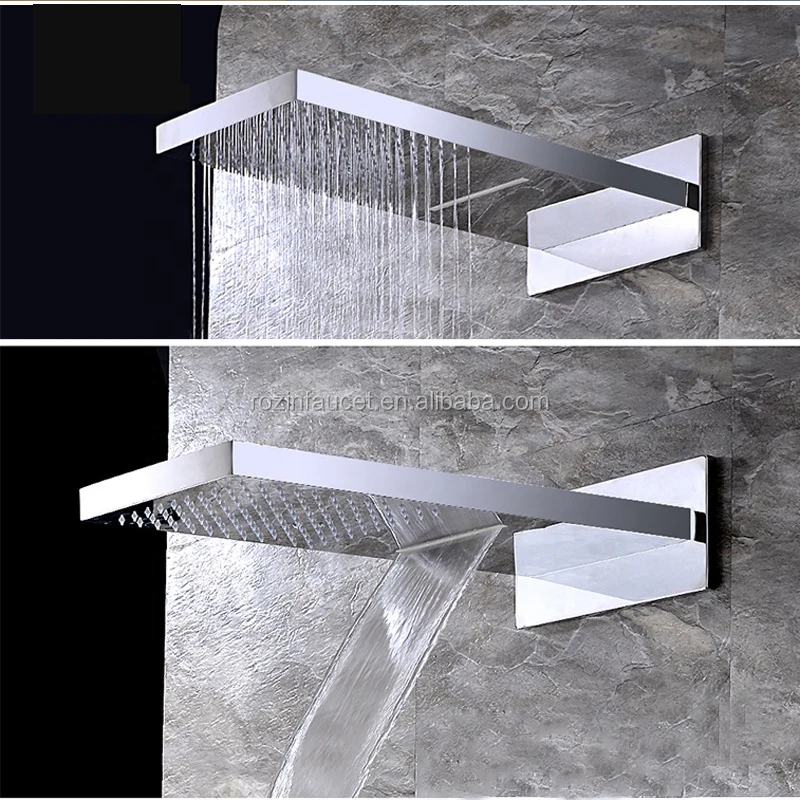 New Style Bathroom Dual Functions Rainfall & Waterfall Shower Head Wall ...