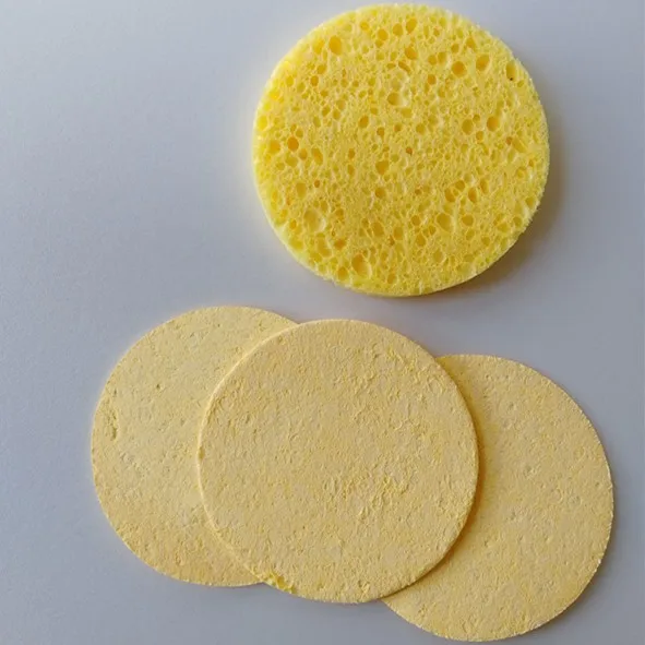 Nautral Round Compressed Woodpulp Soft Sponge Facial Cleaning Cellulose ...