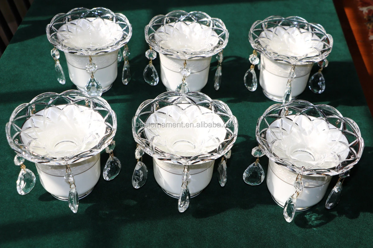 CRYSTAL BOWL CHANDELIER LAMP BOBECHE with CRYSTAL DROP/OCTAGON