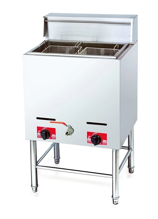 Gas Fryer Machine 1 Tank 2 Basket Potato Chips Fryer Machine Gas ...