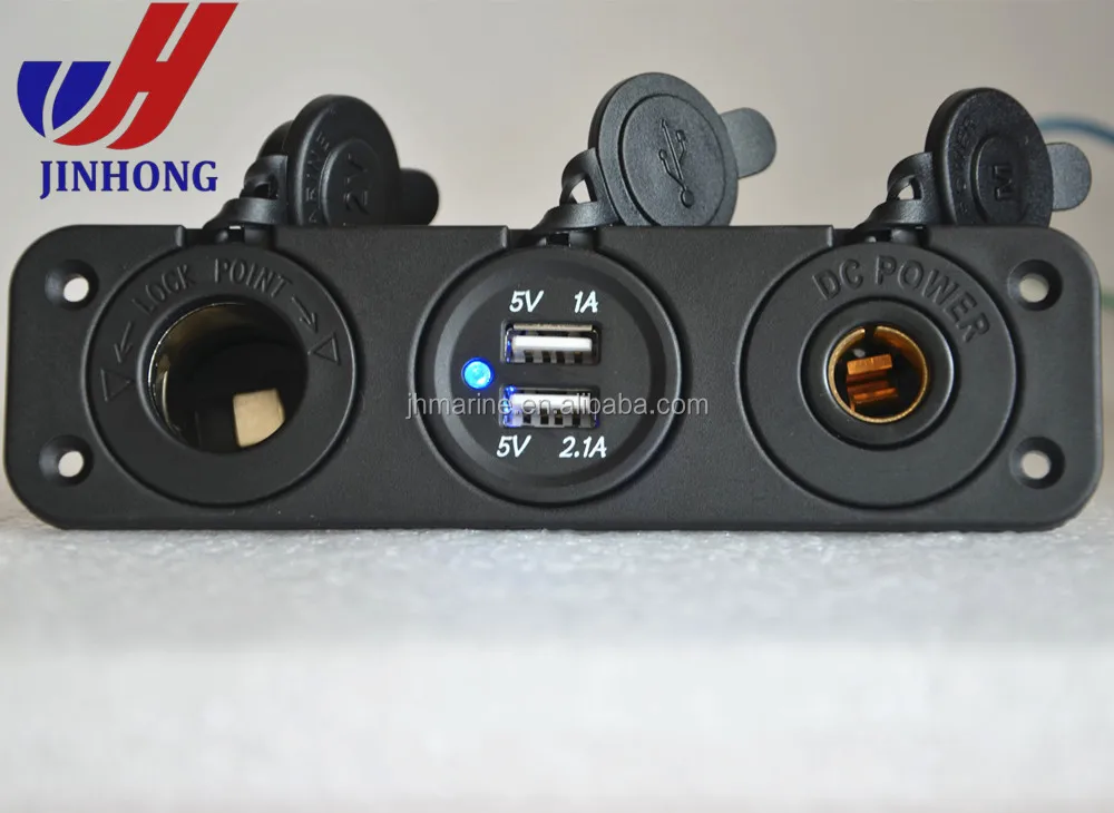 Double Ports Panel Mount 12v Usb Charger Socket With Nut And Usb Cover ...