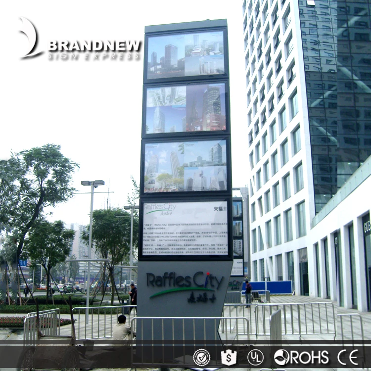 Outdoor Aluminium Illuminated LED Pylon Sign Advertising