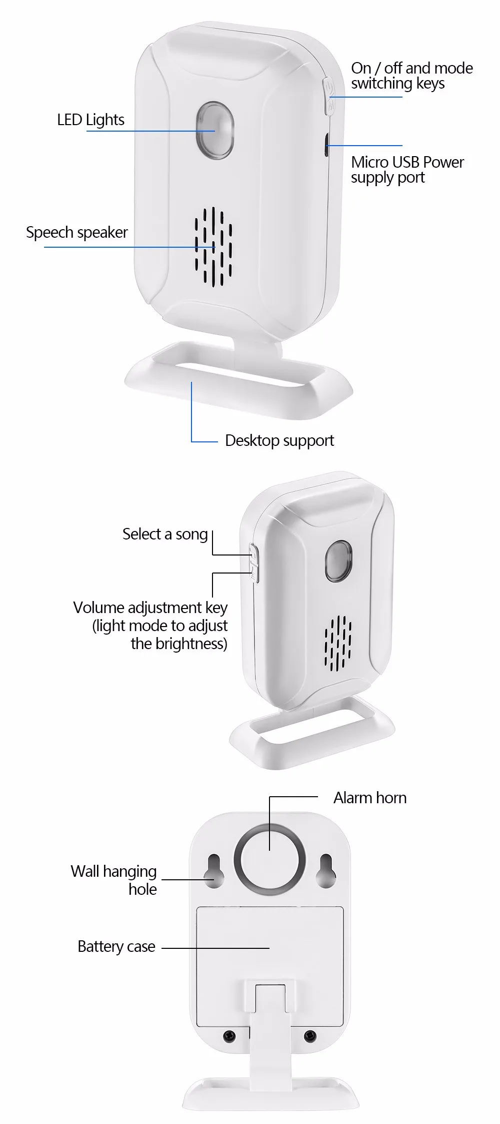 Separated Welcome Doorbell 280m Detect Distance Wireless Infrared ...