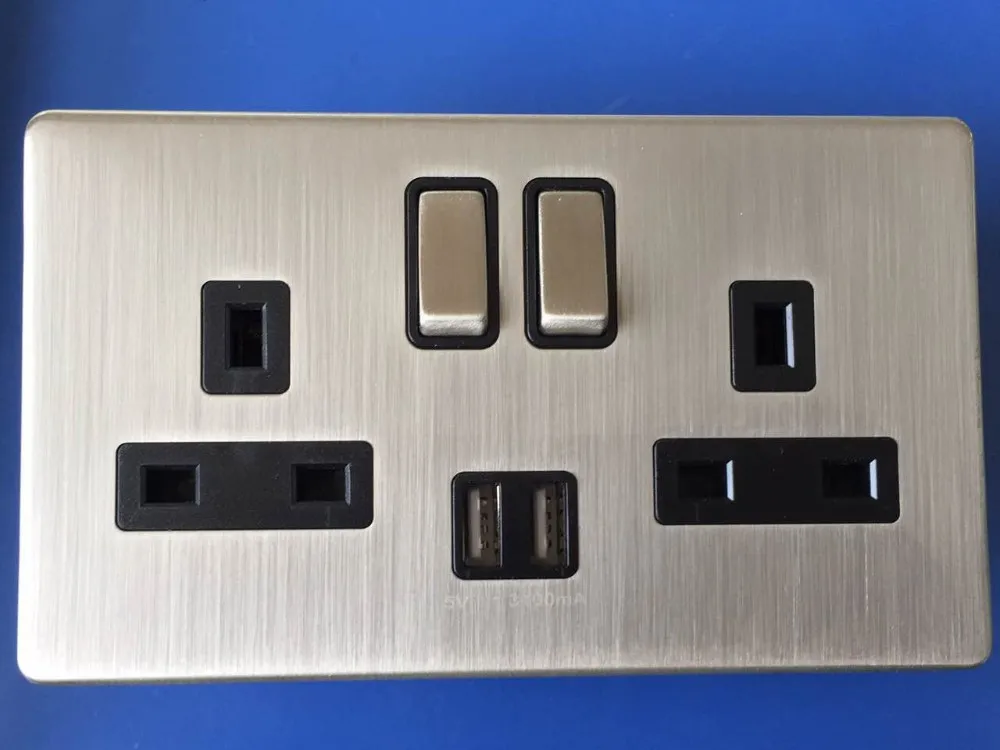 N Rang Screwless Stainless Steel Metal Plate Finish Wall Switch Socket ...