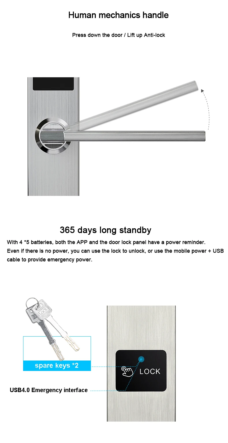 Security Aluminum Sliding Door Lock Sus 304 Unlock With Fingerprint ...
