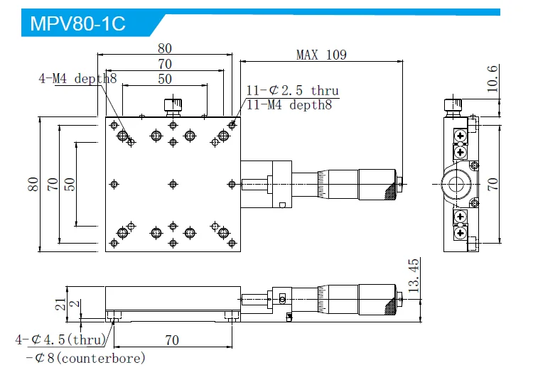 Mpv80-1c/mpv80-1s High Stability Manual Linear Stage - Buy Manual ...