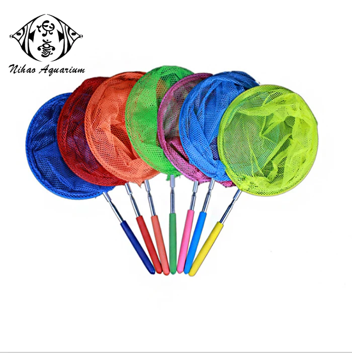 Hand Small Fishing Nets With Extending Handle Round Colorful Insect ...