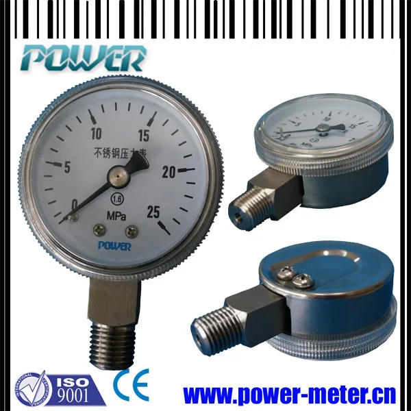 Diameter 50mm Stainless Steel 25 Mpa Pressure Gauge With Accuracy 1.6 Bottom Type - Buy Mpa ...