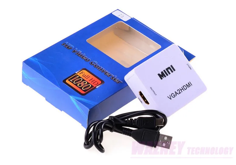 Mini HDMI to VGA Converter Box - HD 1080P VGA2HDMI