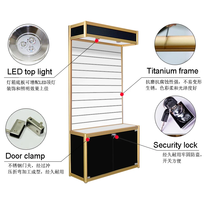 Mobile Slat Wall Display Cabinet for Accessories